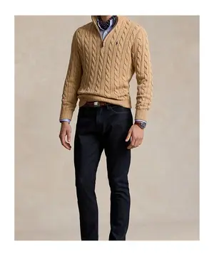 Polo Ralph Lauren Cable-knit Half-zip Jumper - Brown