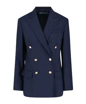 Polo Ralph Lauren Double-breasted Crepe Blazer With Notched Lapel