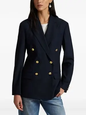 Polo Ralph Lauren Double-breasted Crepe Blazer With Notched Lapel