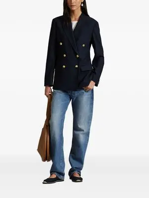 Polo Ralph Lauren Double-breasted Crepe Blazer With Notched Lapel