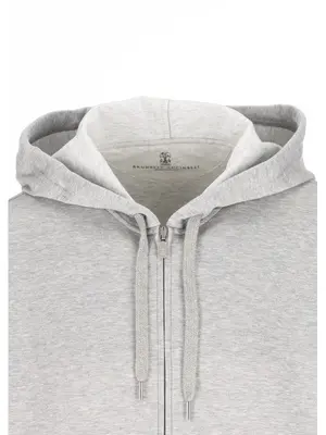 Brunello Cucinelli Zip-up Drawstring Hoodie - Grey