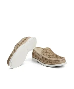 Gucci Gg Canvas Leather Loafers