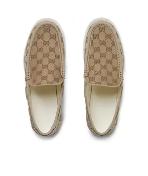 Gucci Gg Canvas Leather Loafers