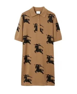 Burberry Ekd-print Jacquard Polo Shirt Dress - Brown