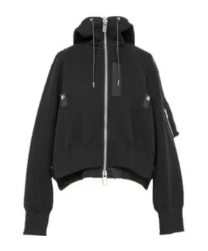 Sacai Zip-up Hooded Jacket - Black