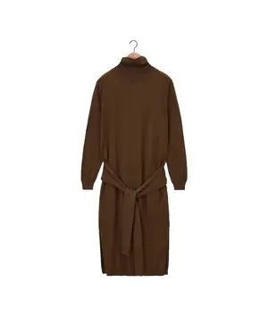 LEMAIRE Ribbed Turtleneck Belted Midi Dress