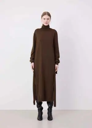 LEMAIRE Ribbed Turtleneck Belted Midi Dress