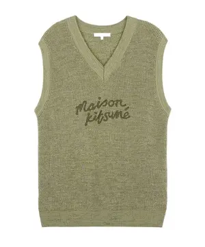 Maison Kitsuné Embroidered Logo V-neck Knit Vest