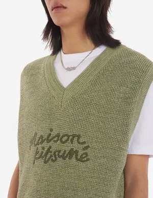 Maison Kitsuné Embroidered Logo V-neck Knit Vest