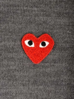 Comme Des Garçons Heart Patch Polo Shirt - Gray