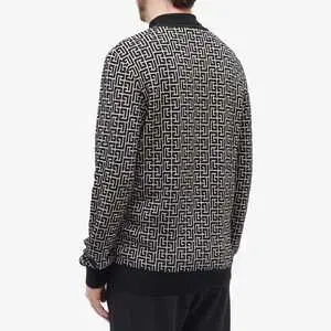 Balmain Monogram Intarsia Knitted Roll-neck Jumper - Black