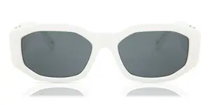 Versace Rectangular Frame Sunglasses With Medusa Embellishment - Gray
