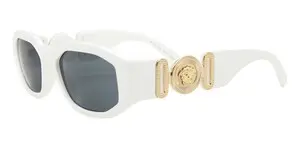 Versace Rectangular Frame Sunglasses With Medusa Embellishment - Gray