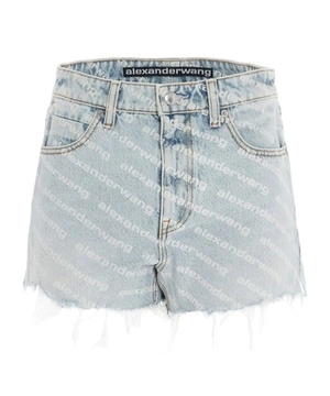 Alexander Wang Logo Print Denim Shorts