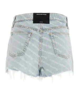 Alexander Wang Logo Print Denim Shorts