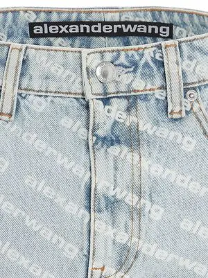 Alexander Wang Logo Print Denim Shorts