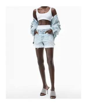 Alexander Wang Logo Print Denim Shorts
