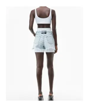 Alexander Wang Logo Print Denim Shorts