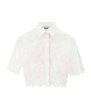 MSGM Cropped Buttoned Shirt With Classic Collar - No