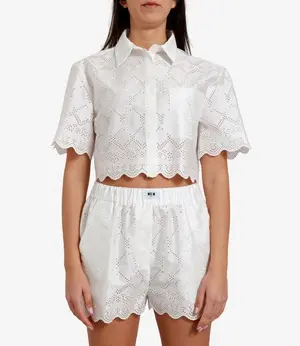 MSGM Cropped Buttoned Shirt With Classic Collar