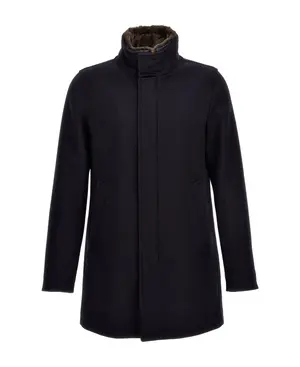 Herno High-neck Coat With Logo Plaque