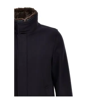 Herno High-neck Coat With Logo Plaque