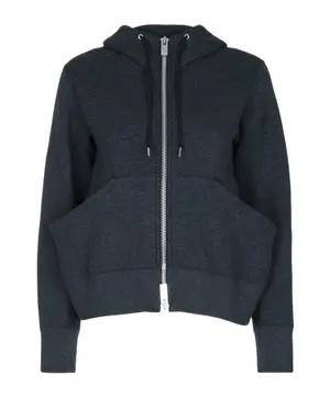 Sacai Sponge Hooded Zip-up Sweatshirt - Black