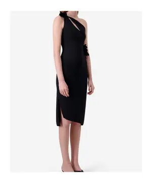 Coperni Asymmetrical Mini Flower Gown - Black