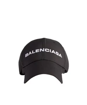 Balenciaga Logo Embroidered Baseball Cap - Black/white