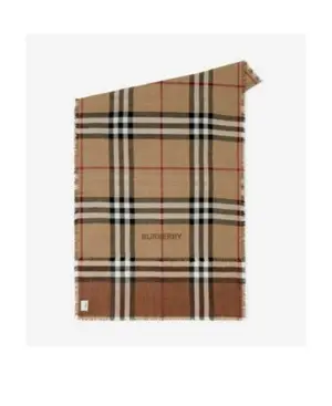 Burberry Frayed Edge Checked Scarf - Brown