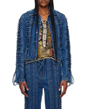 JEAN PAUL GAULTIER Long-sleeved Denim Coat With Lace-up Detailing