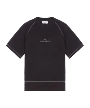Stone Island Logo-embroidered Short-sleeve Jumper