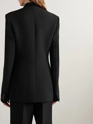 Khaite Sabel Double-breasted Satin-trimmed Crepe Blazer