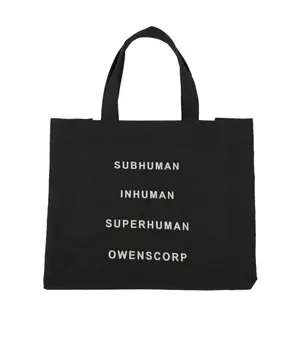 Rick Owens Slogan Embroidered Tote Bag - Black/pearl