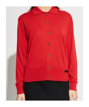 Versace Logo Patch Polo Cardigan