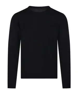 ROBERTO COLLINA Virgin Wool Round Neck Sweater - Black