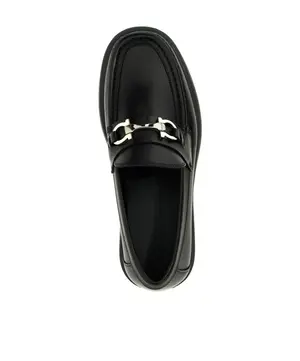 FERRAGAMO Gancini Plaque Leather Loafers