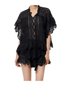Isabel Marant Étoile Lace Ruffled Top - Black