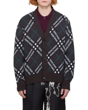 Burberry Checked V-neck Buttoned Cardigan
