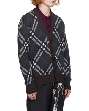 Burberry Checked V-neck Buttoned Cardigan