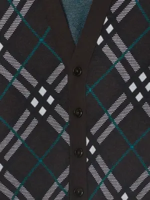 Burberry Checked V-neck Buttoned Cardigan