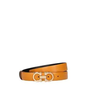 FERRAGAMO Double-sided Adjustable Gancini Belt Orange