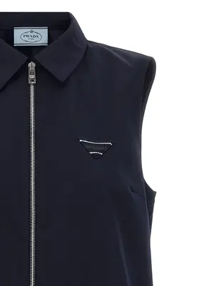 Prada Sleeveless Drawstring Dress With Half-zip Front