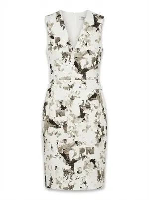 Max Mara Sleeveless V-neck Graphic Print Dress - No