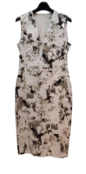 Max Mara Sleeveless V-neck Graphic Print Dress - No