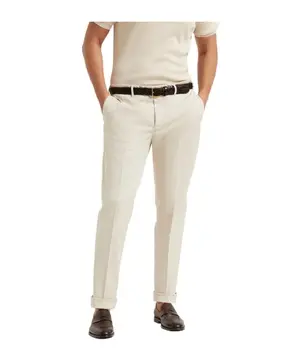 Brunello Cucinelli Italian Fit Gabardine Trousers - Beige