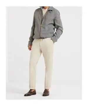 Brunello Cucinelli Italian Fit Gabardine Trousers - Beige