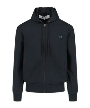 Play Comme Des Garcon Comme Des Garçons Play Logo Embroidered Zipped Hoodie