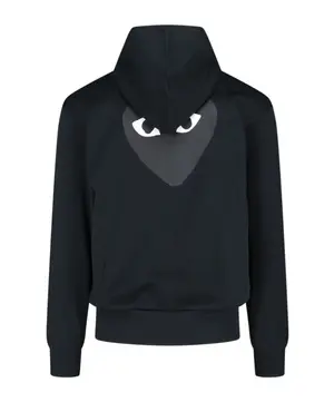 Play Comme Des Garcon Comme Des Garçons Play Logo Embroidered Zipped Hoodie