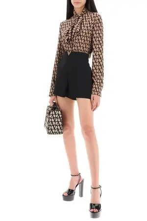 Valentino Garavani Crepe Couture Logo Plaque Shorts